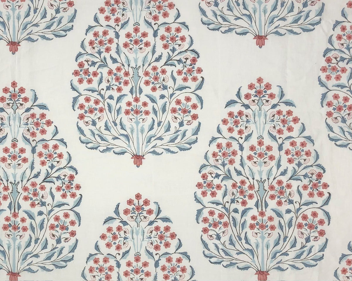 Item# 6277-2 Aspen Block Print Blue/Coral – Jane Shelton Fabrics