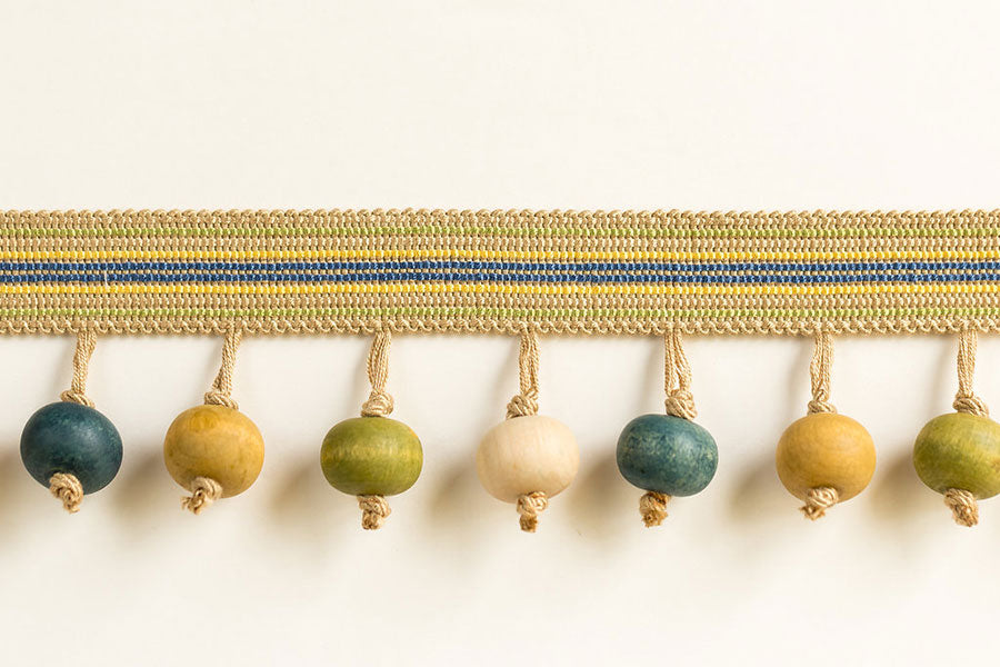 Wooden Ball Fringe Blue/Multi – Jane Shelton Fabrics