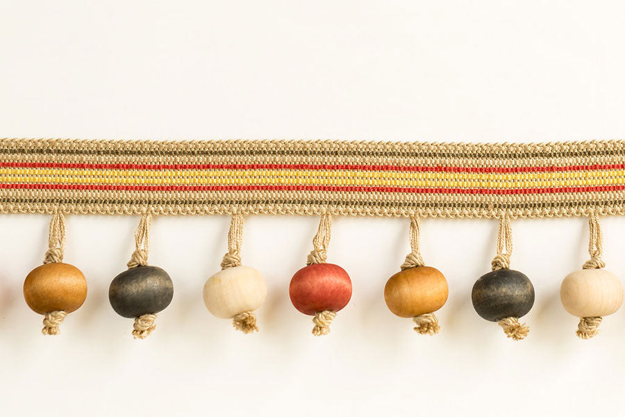 Wooden Ball Fringe Olive/Multi – Jane Shelton Fabrics